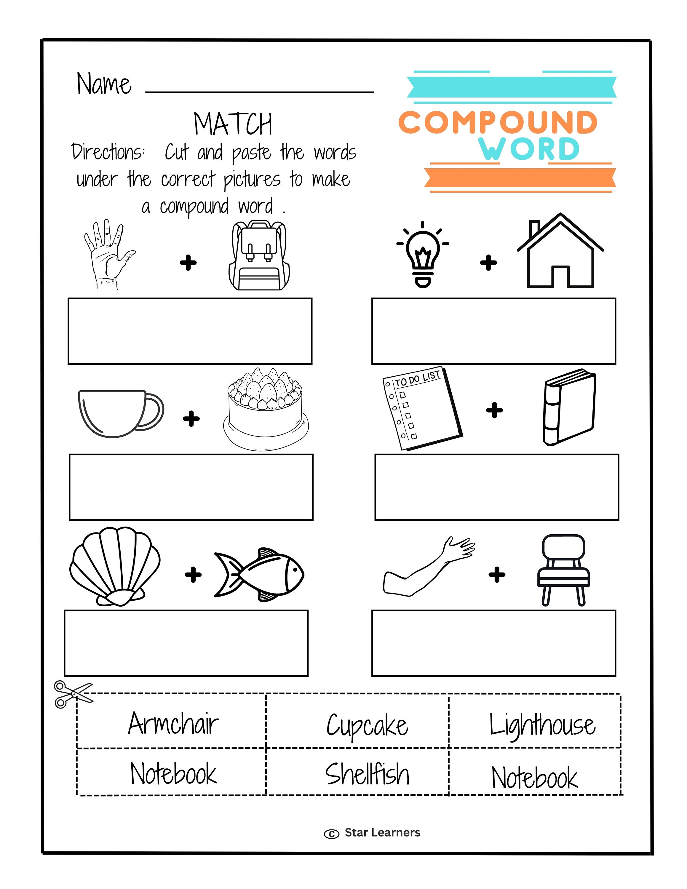 Compound Word Worksheets for First Grade, Second Grade and Homeschool ...