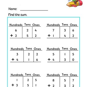 2nd Grade Math Worksheet, 2 and 3 Digit Addition With and Without ...