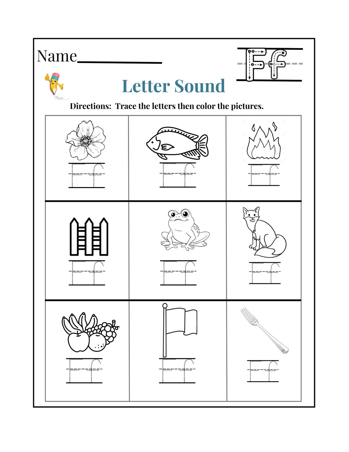 26 Printable Alphabet Letter Sounds Worksheet. Preschool Phonics. - Etsy