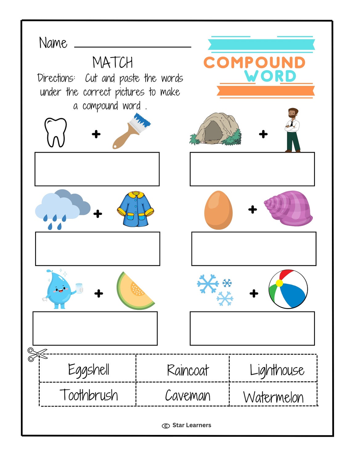 Compound Word Worksheets for First Grade, Second Grade and Homeschool ...
