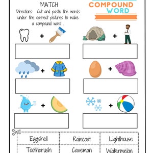 Compound Word Worksheets for First Grade, Second Grade and Homeschool ...