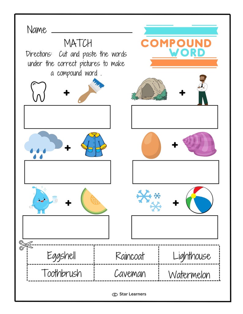 Compound Word Worksheets for First Grade, Second Grade and Homeschool ...