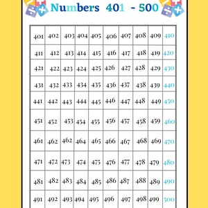 Printable Number Charts, Wall Charts, Work Mats and Worksheet ...