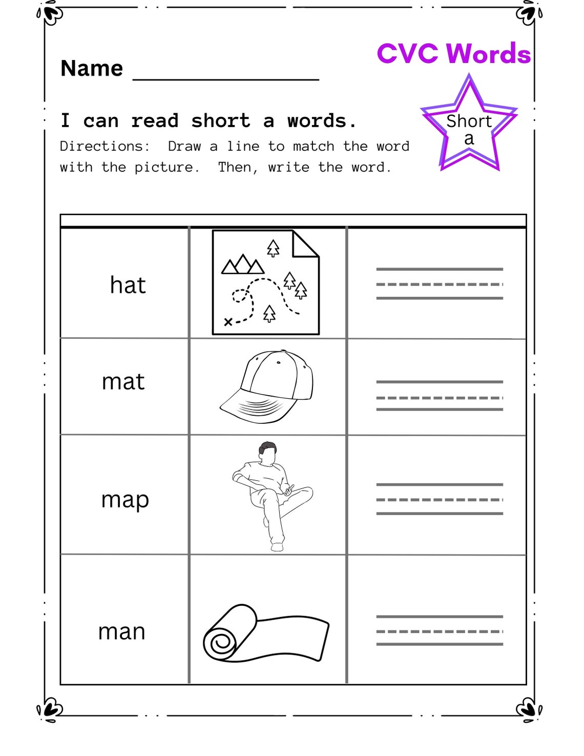 CVC Word Sentences and Short Vowel Word Practice - Etsy