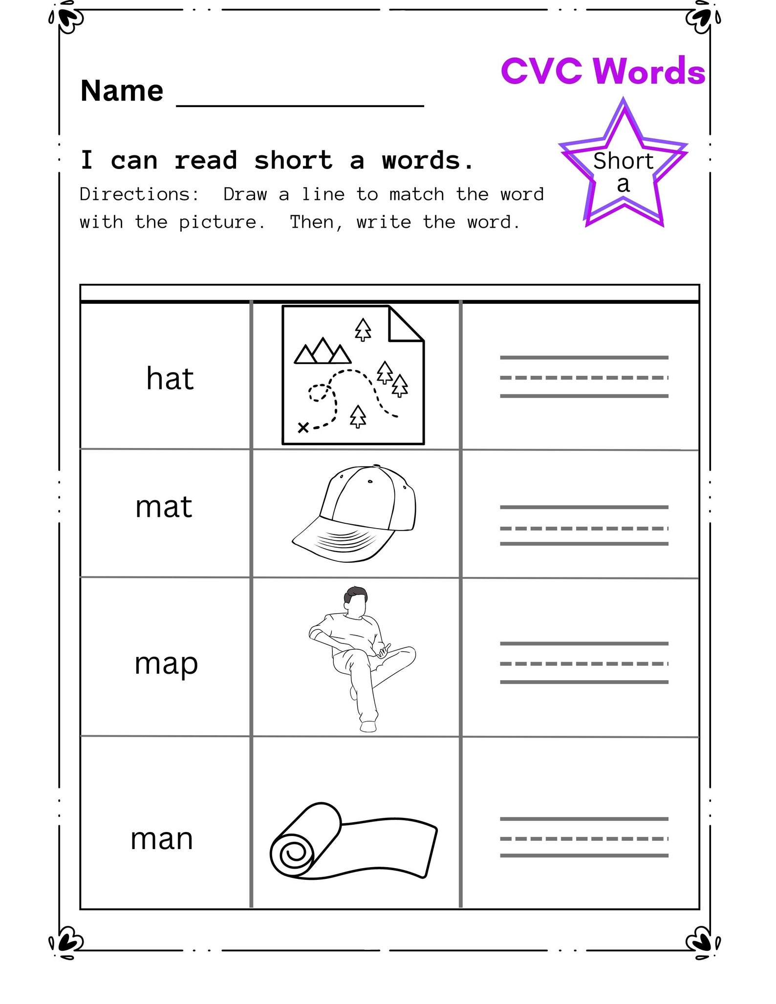 CVC Word Sentences and Short Vowel Word Practice - Etsy