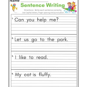 10 Printable Write the Sentence Worksheets. 1st-3rd Grade Writing ...