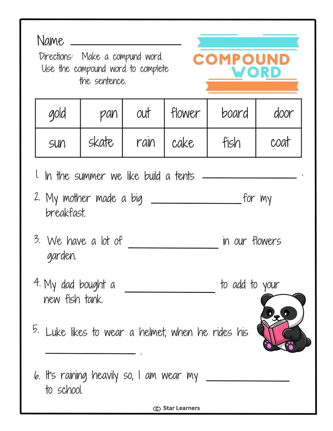 Compound Word Worksheets for First Grade, Second Grade and Homeschool ...
