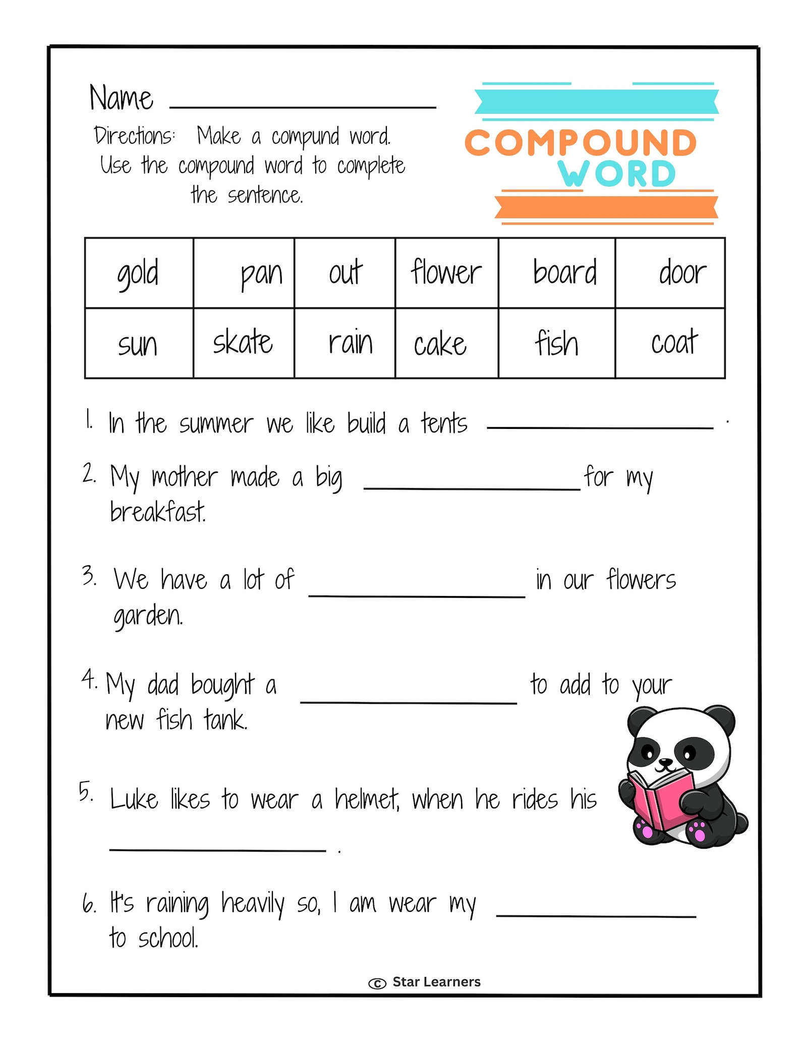 Compound Word Worksheets for First Grade, Second Grade and Homeschool ...