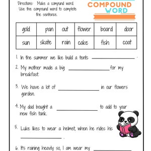 Compound Word Worksheets for First Grade, Second Grade and Homeschool ...