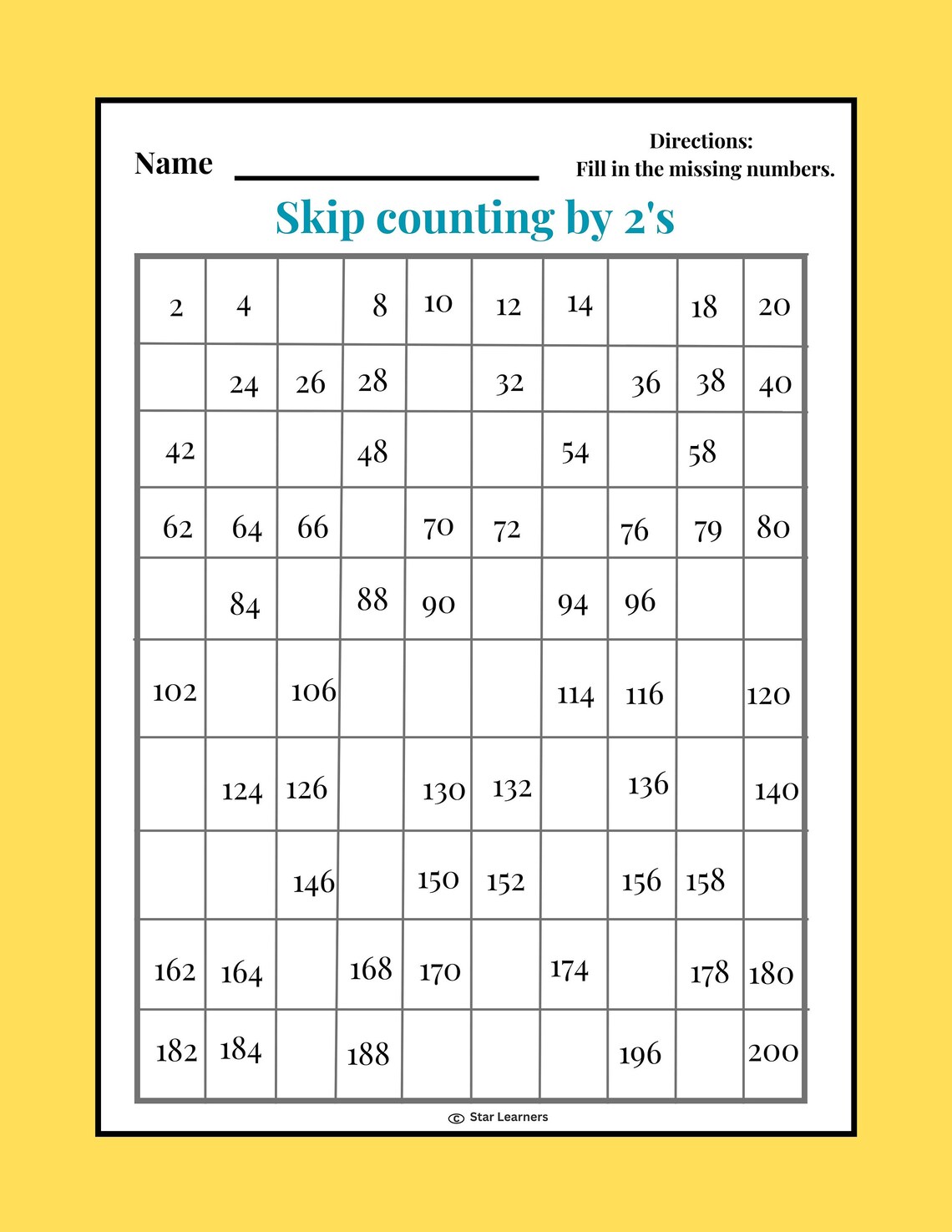 Printable Number Charts, Wall Charts, Work Mats and Worksheet ...