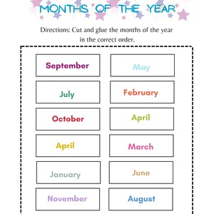 Months of the Year Poster and Activities - Etsy
