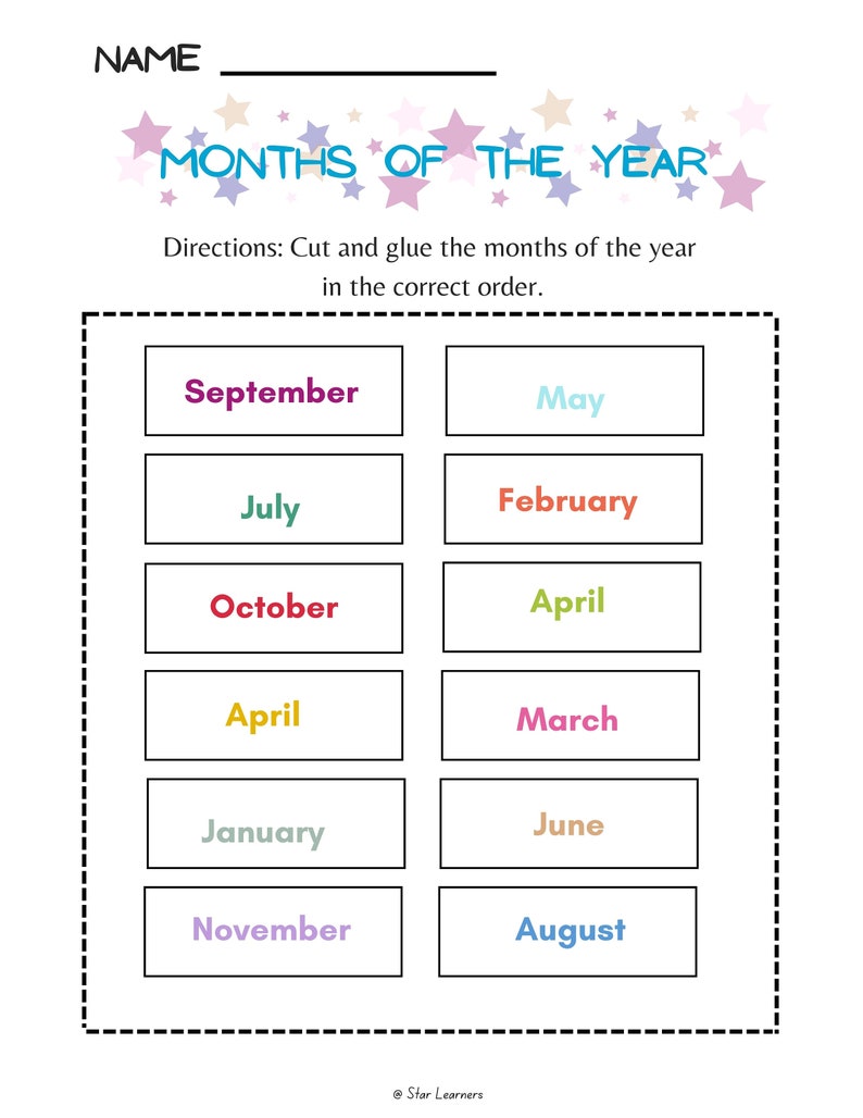 Months of the Year Poster and Activities - Etsy
