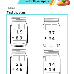 2nd Grade Math Worksheet, 2 and 3 Digit Addition With and Without ...