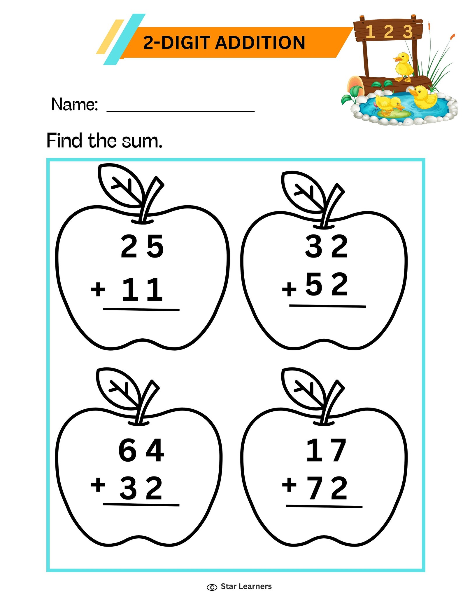 2nd Grade Math Worksheet, 2 and 3 Digit Addition With and Without ...