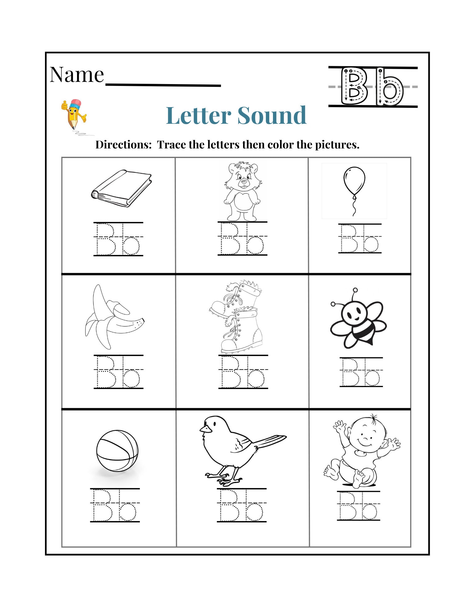 26 Printable Alphabet Letter Sounds Worksheet. Preschool Phonics. - Etsy