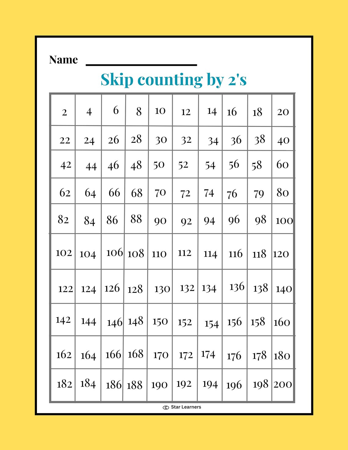 Printable Number Charts, Wall Charts, Work Mats and Worksheet ...