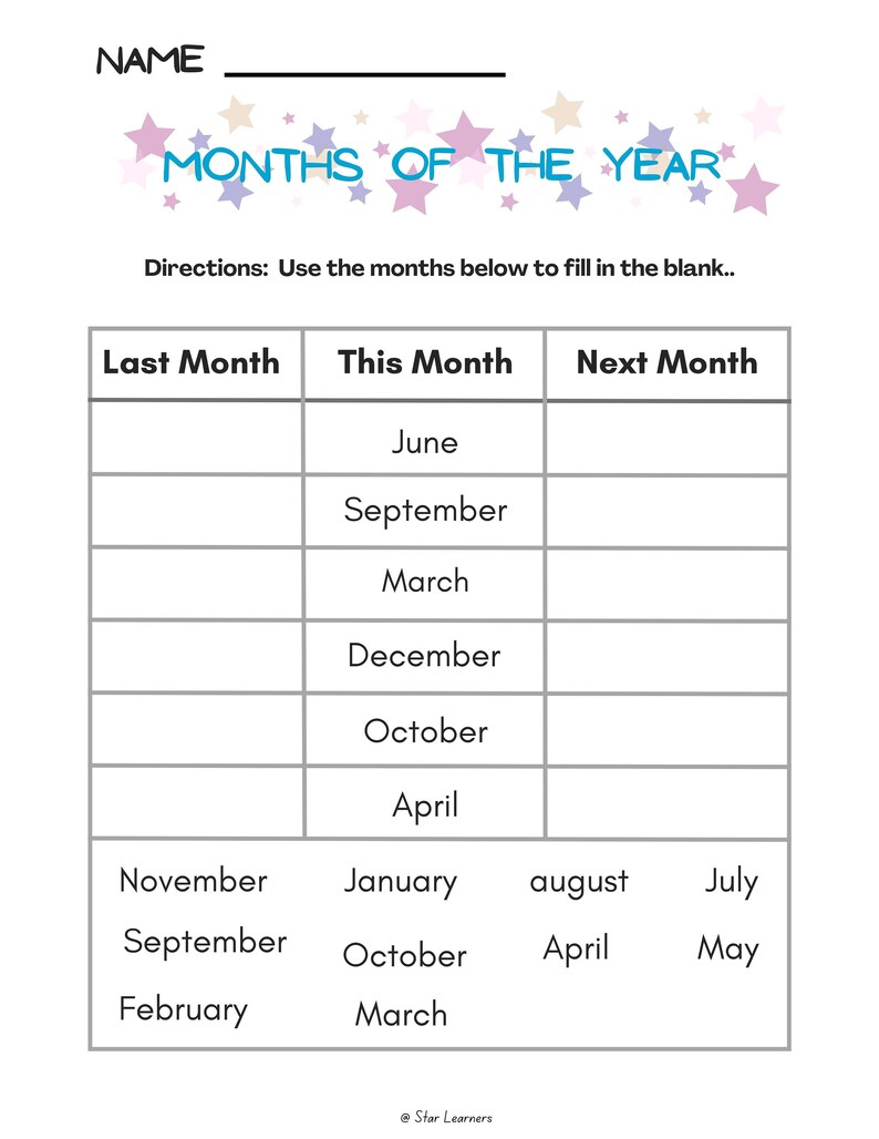 Months of the Year Poster and Activities - Etsy