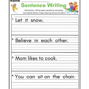 10 Printable Write the Sentence Worksheets. 1st-3rd Grade Writing ...