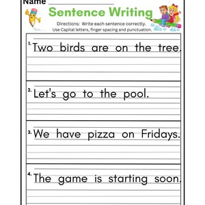 10 Printable Write the Sentence Worksheets. 1st-3rd Grade Writing ...