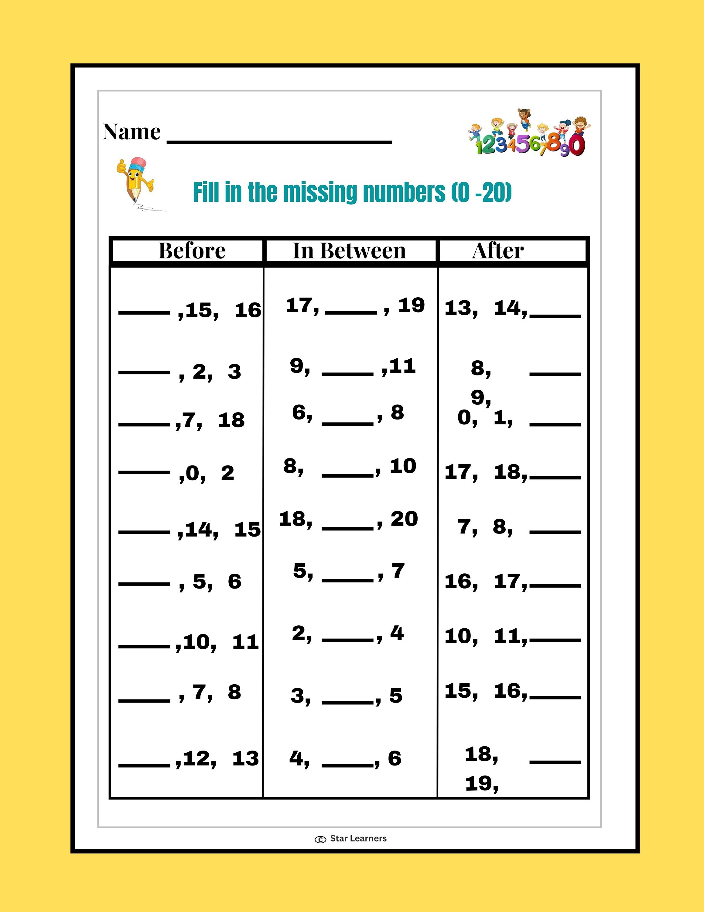 Printable Number Charts, Wall Charts, Work Mats and Worksheet ...