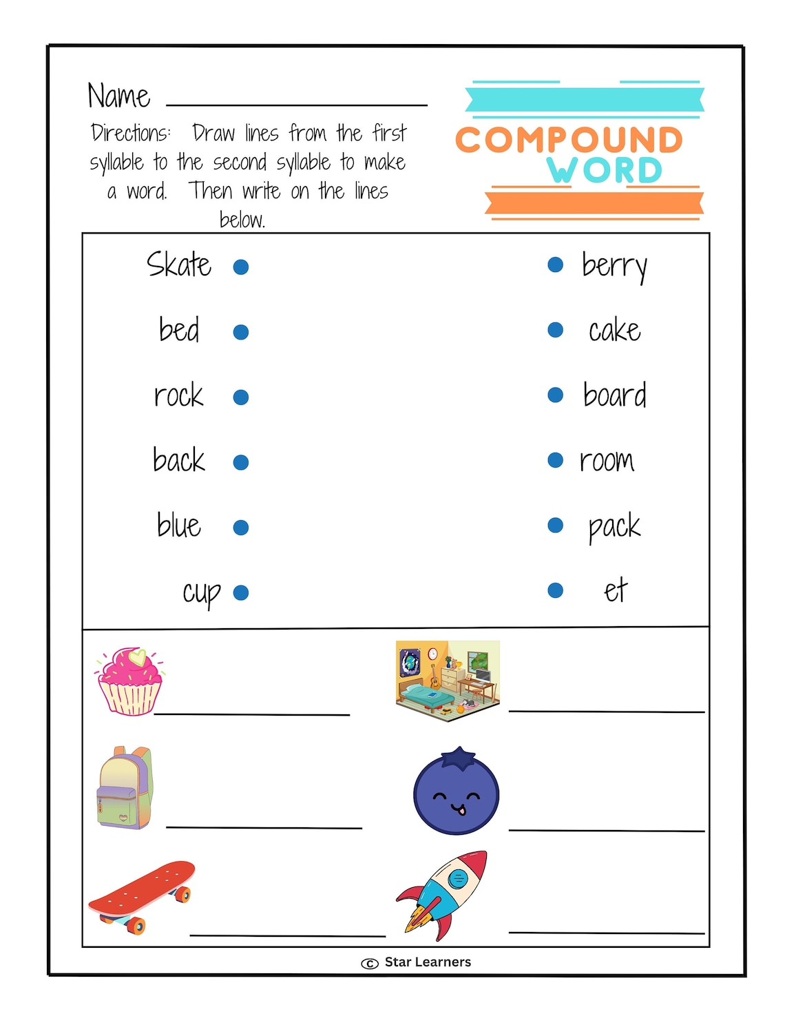 Compound Word Worksheets for First Grade, Second Grade and Homeschool ...