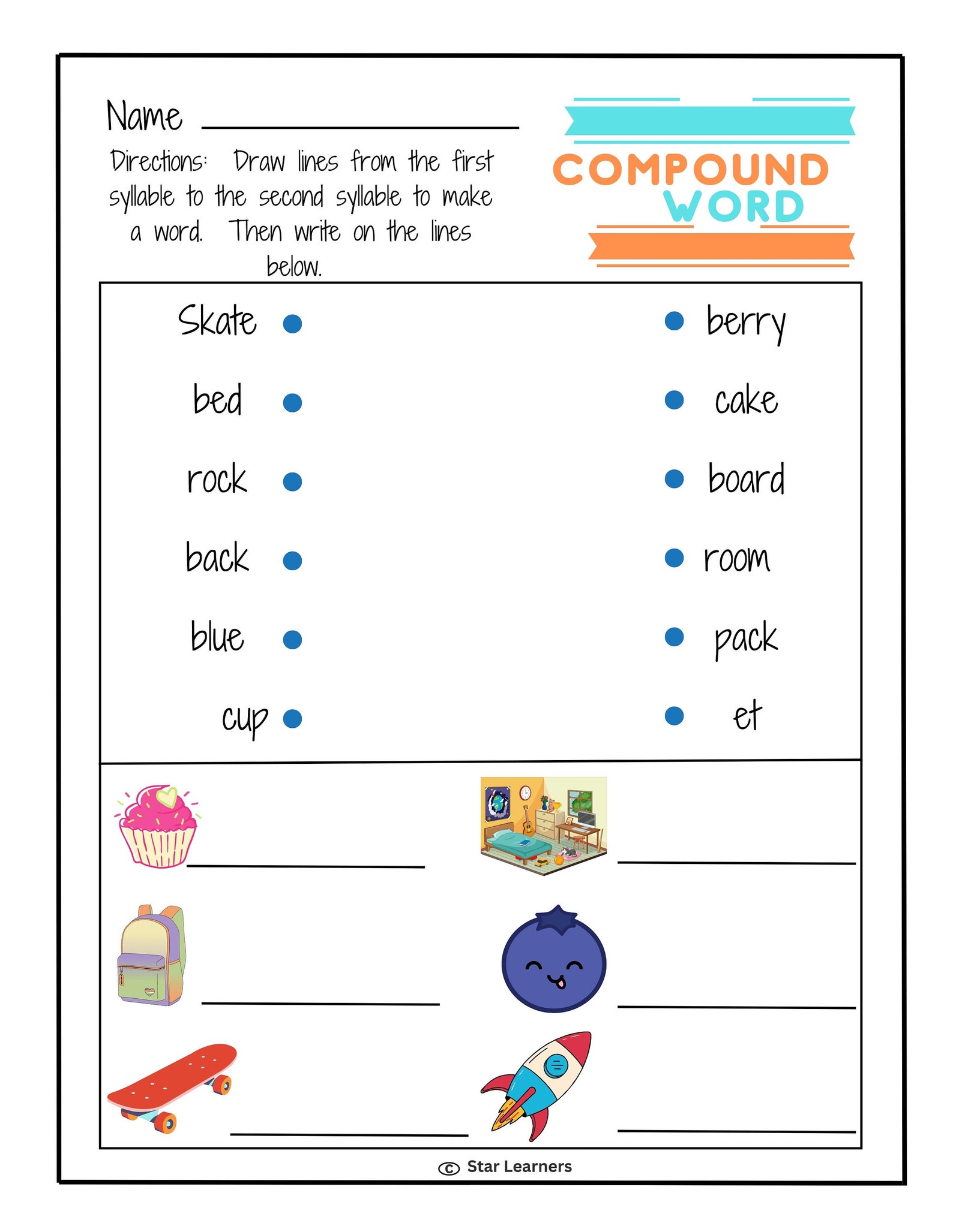 Compound Word Worksheets for First Grade, Second Grade and Homeschool ...