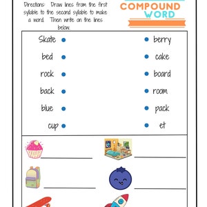 Compound Word Worksheets for First Grade, Second Grade and Homeschool ...