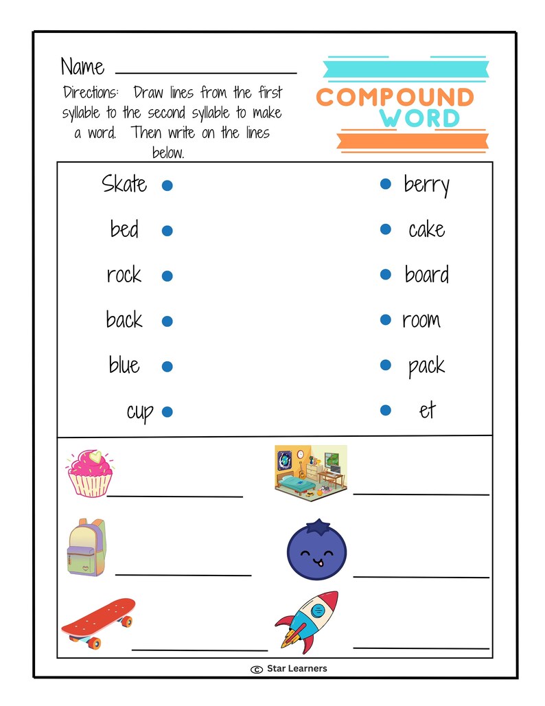 Compound Word Worksheets for First Grade, Second Grade and Homeschool ...