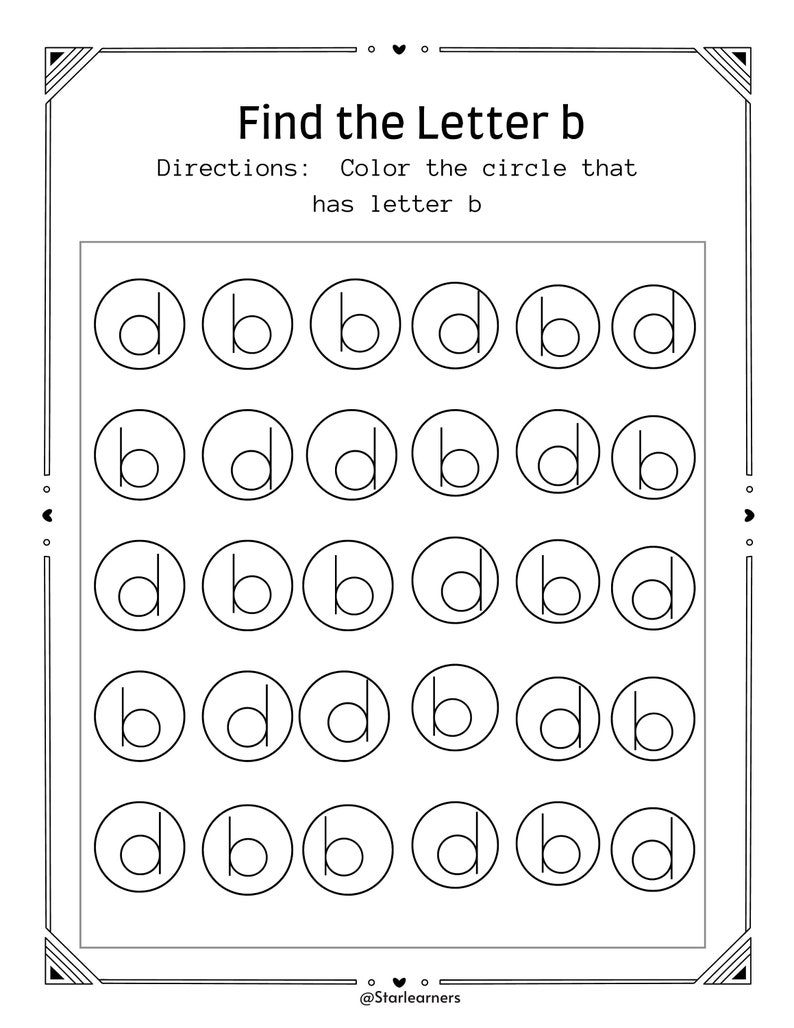 Letter Bd Reversal Worksheet - Etsy