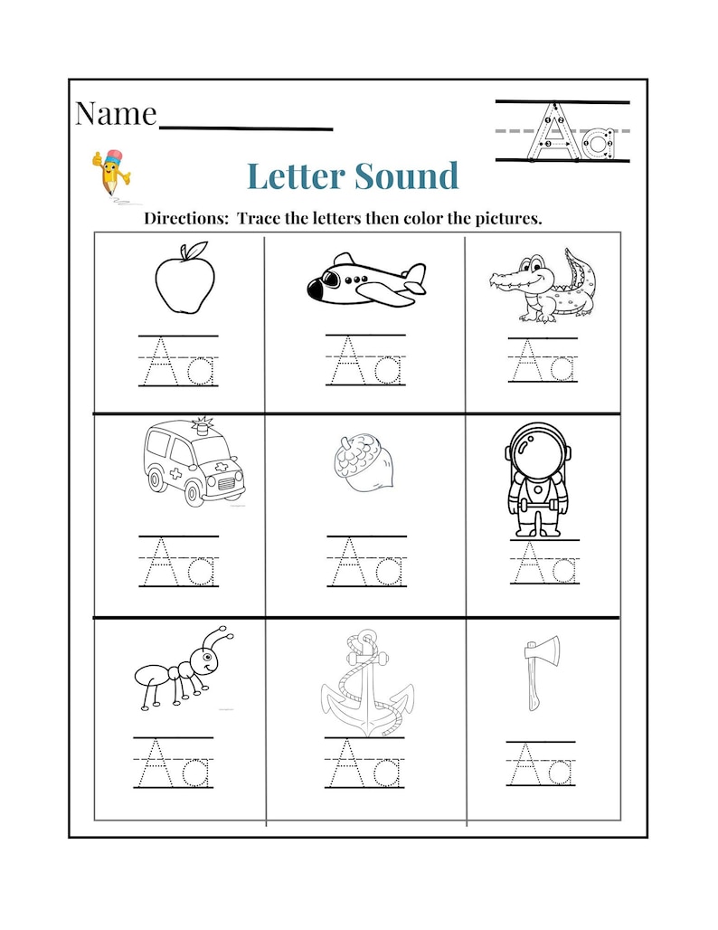 26 Printable Alphabet Letter Sounds Worksheet. Preschool Phonics. - Etsy