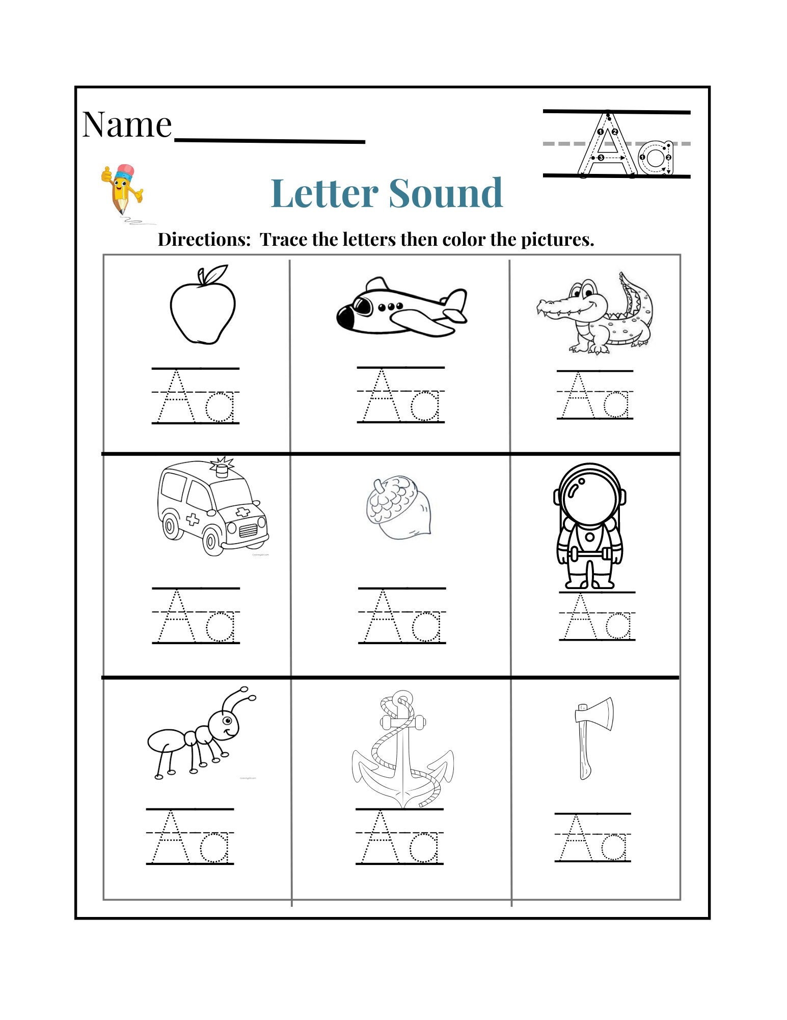 26 Printable Alphabet Letter Sounds Worksheet. Preschool Phonics. - Etsy