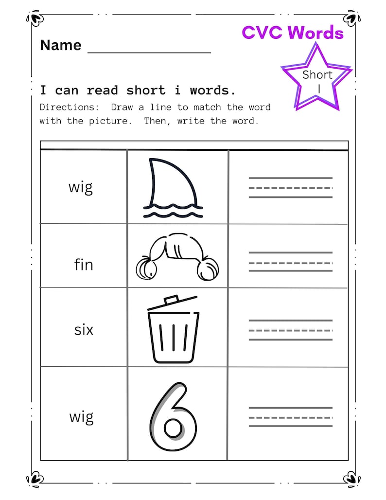 CVC Word Sentences and Short Vowel Word Practice - Etsy