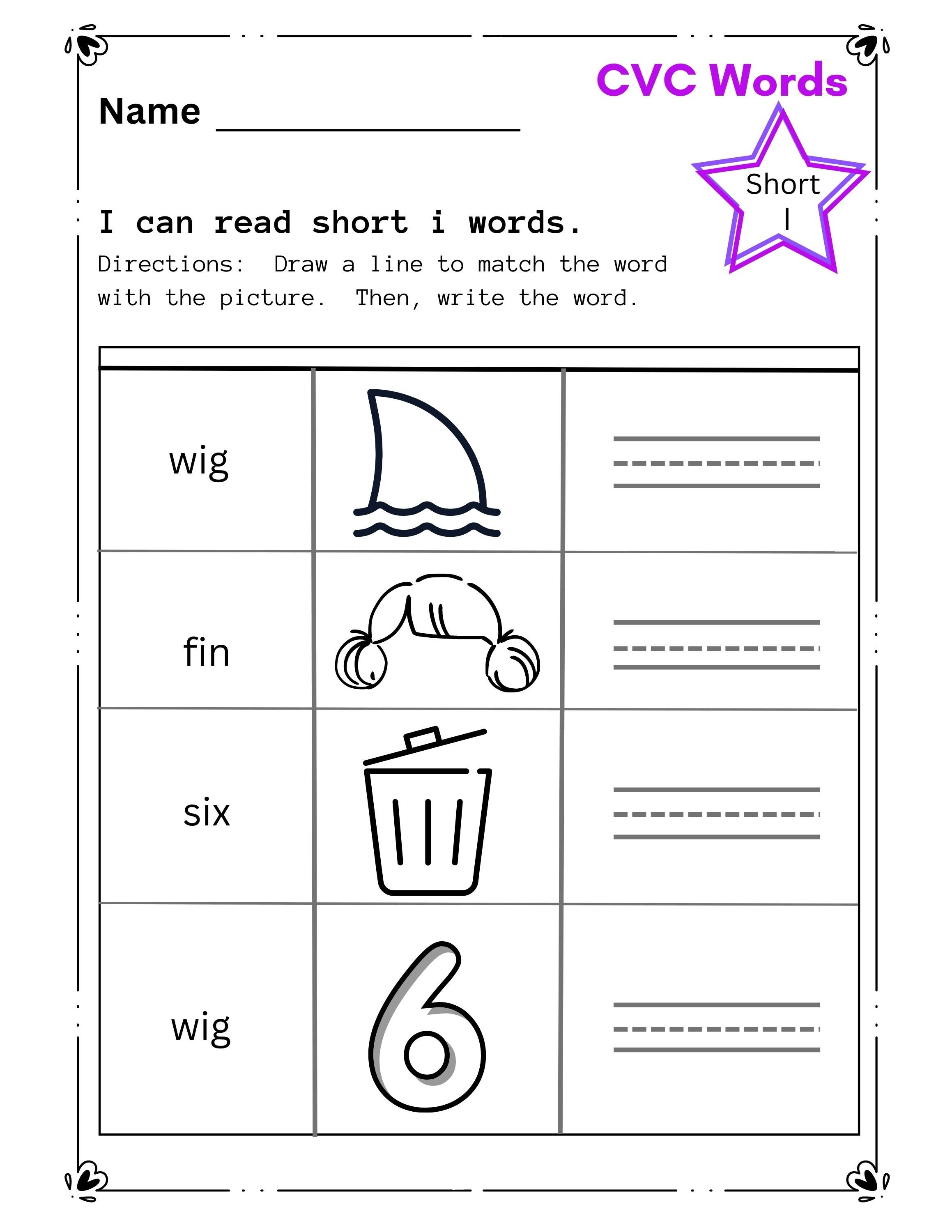 CVC Word Sentences and Short Vowel Word Practice - Etsy