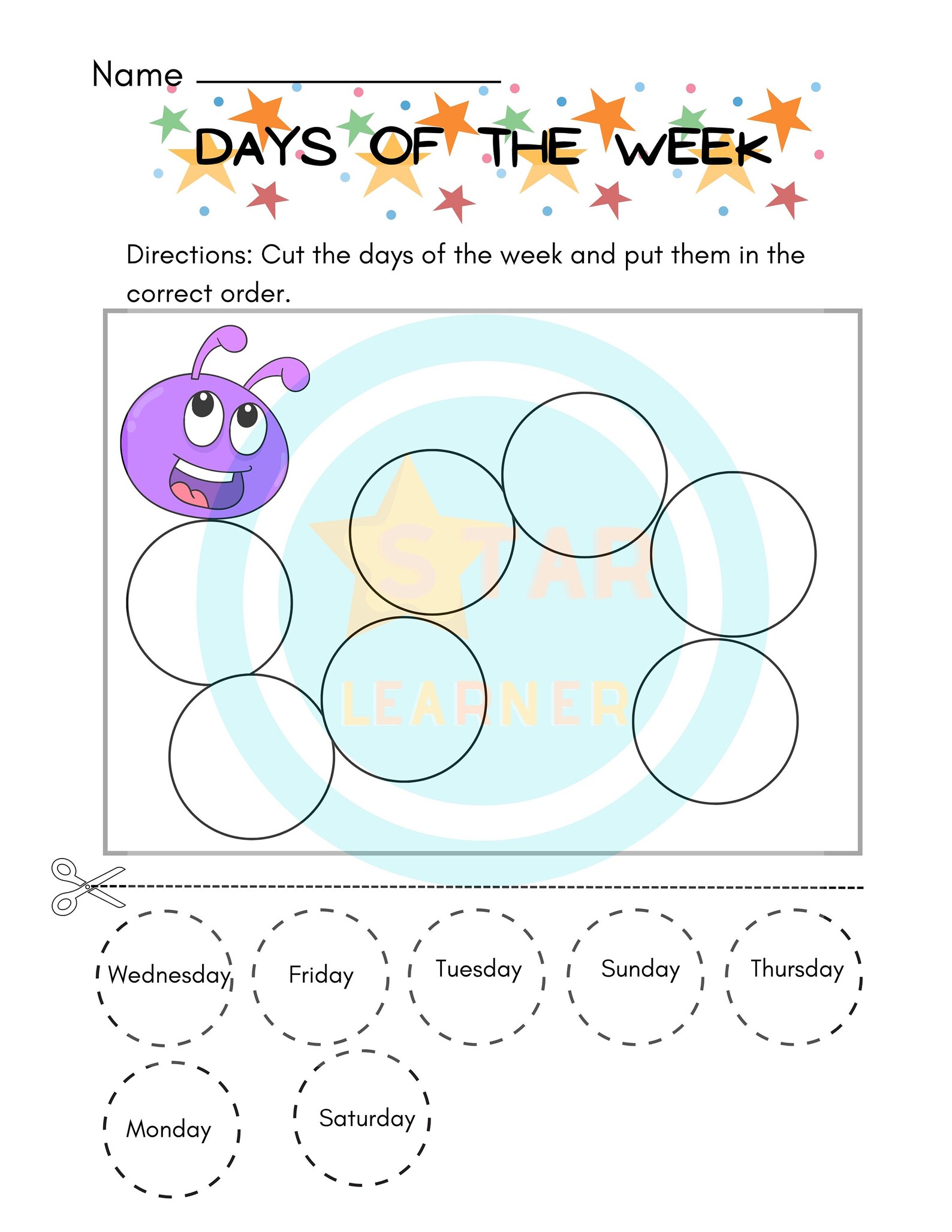 Day of the Week Poster and Worksheet Activities - Etsy
