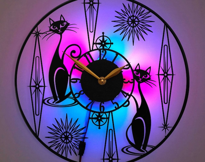 Cat Clock Kitchy Cat Clock Figurine Clock Landex Royal Craft Japan ...