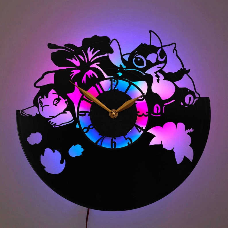 Lilo Stitch Clock Lilo Stitch Gift - Etsy
