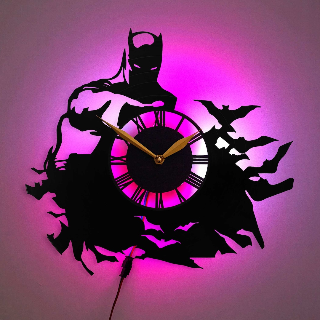Bat Clock, Gift for Man, Joker Clock, LED Lamp, Bat Man Gift - Etsy