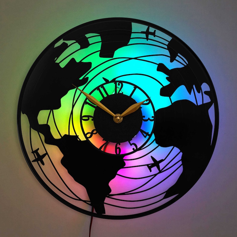 World Map Wall Clock - Etsy