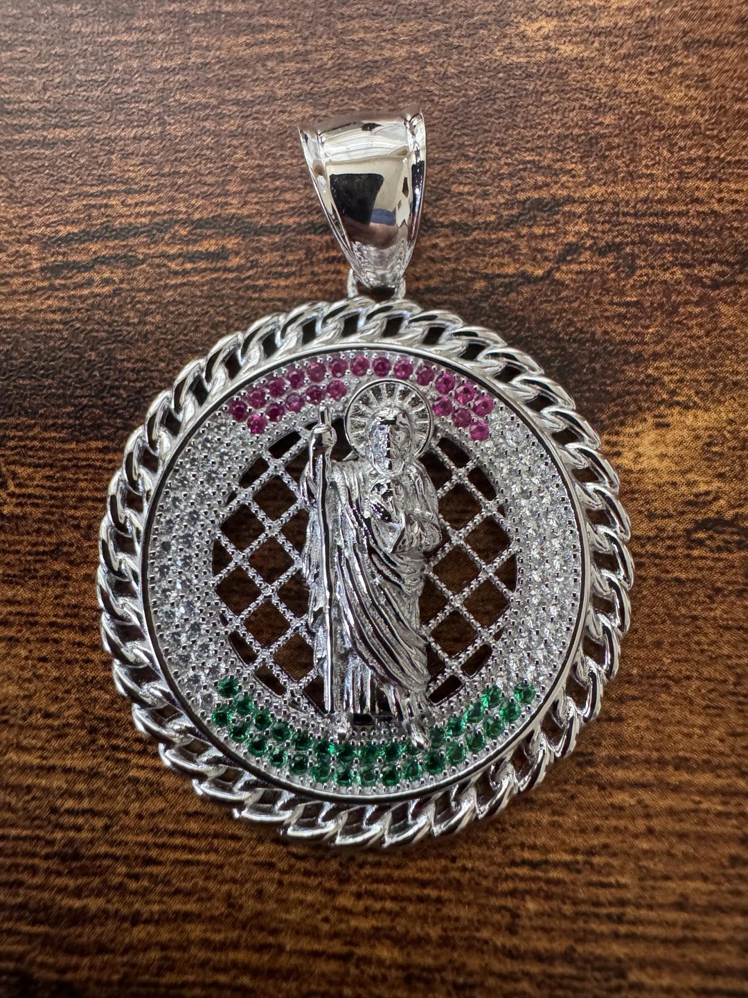 Saint Judas Tadeo Pendant – 925 Sterling Silver With Cubic Zirconia ...