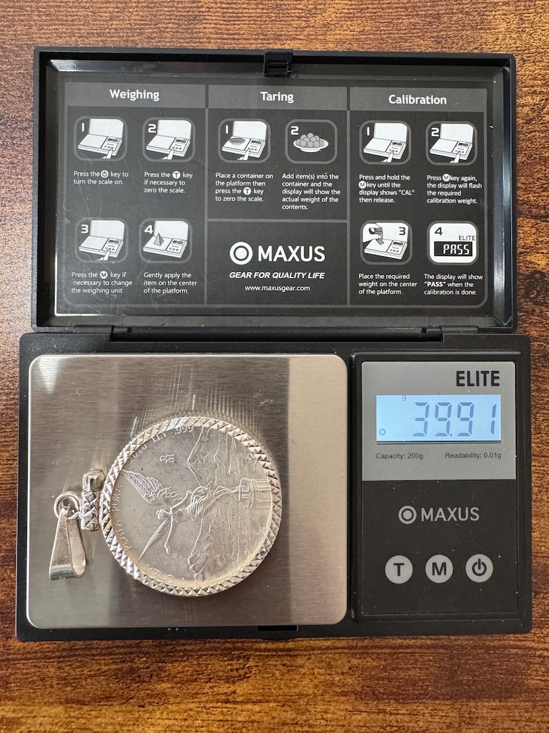 Centenario Pendant Men's Necklace Mexican Coin 925 Sterling Silver 925k ...