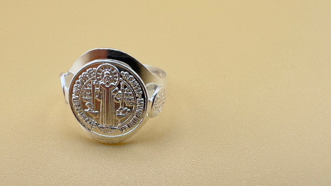 Handmade Saint Benedict Ring, San Benito, Sterling Silver, 925 Silver, Unisex Ring, Religious ...
