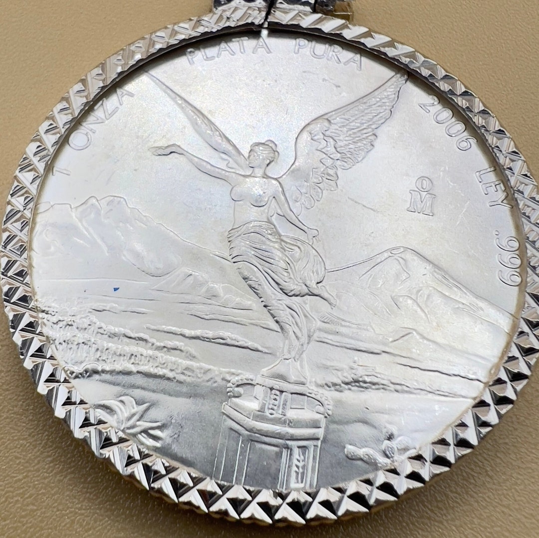 Centenario Pendant Men's Necklace Mexican Coin 925 Sterling Silver 925k ...