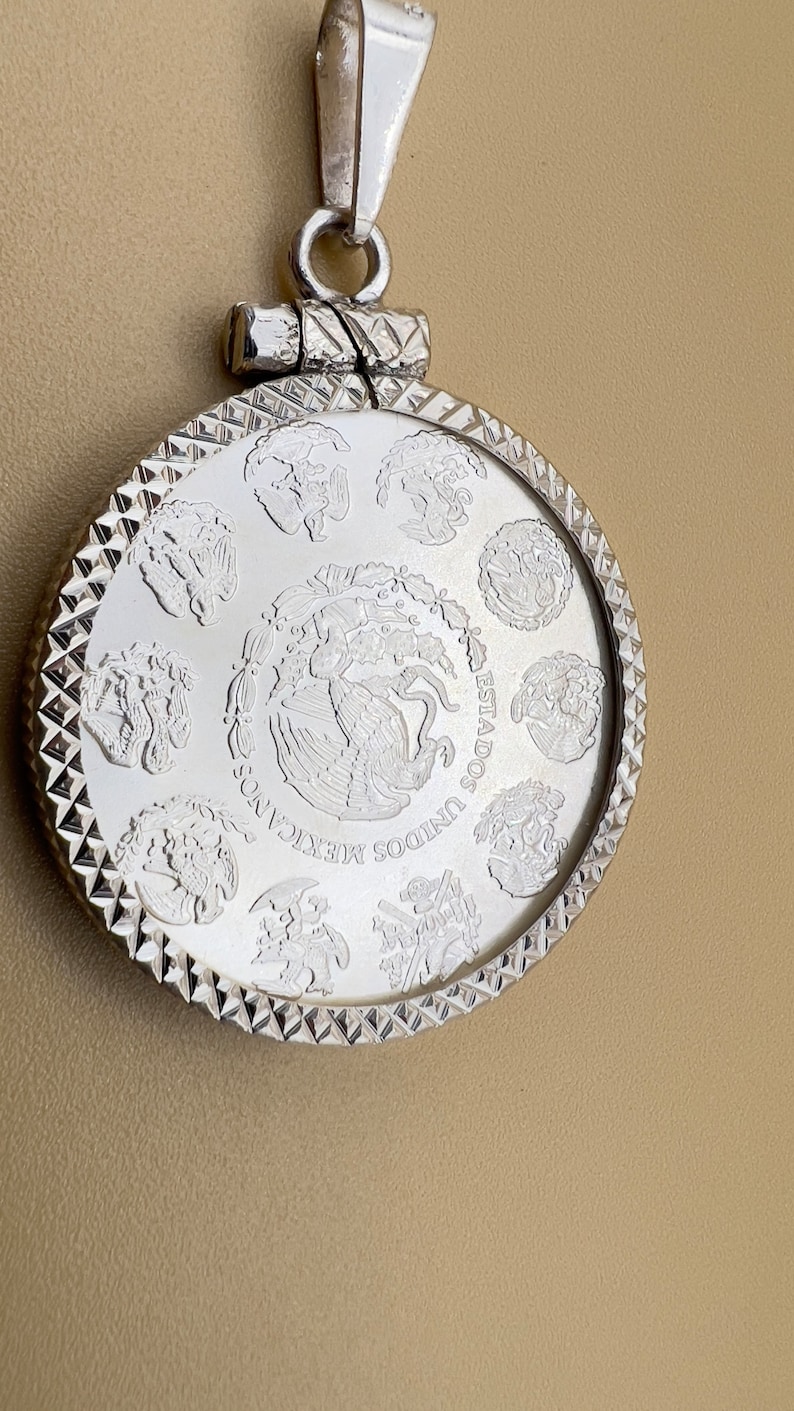 Centenario Pendant Men's Necklace Mexican Coin 925 Sterling Silver 925k ...