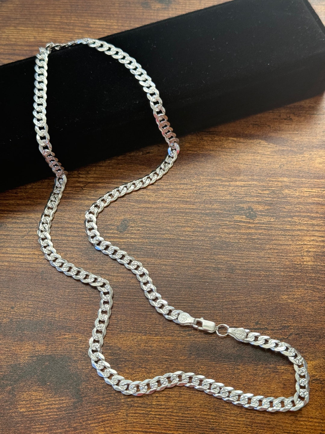 Sterling Silver 925 Cuban Chain With a Diamond-cut Finish / Cadena ...