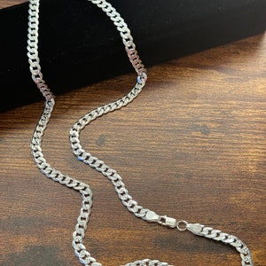 Sterling Silver 925 Cuban Chain With a Diamond-cut Finish / Cadena ...