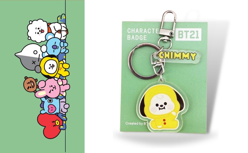 BT21 Acrylic Keychain Cooky Chimmy Tata Mang Rj Shooky - Etsy