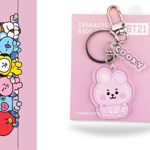 BT21 Acrylic Keychain, Cooky, Chimmy, Tata, Mang, Rj, Shooky and Koya ...