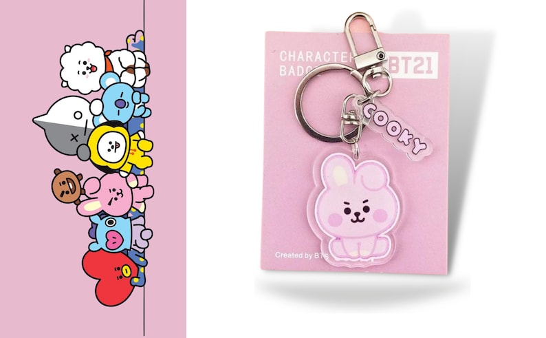 BT21 Acrylic Keychain Cooky Chimmy Tata Mang Rj Shooky - Etsy