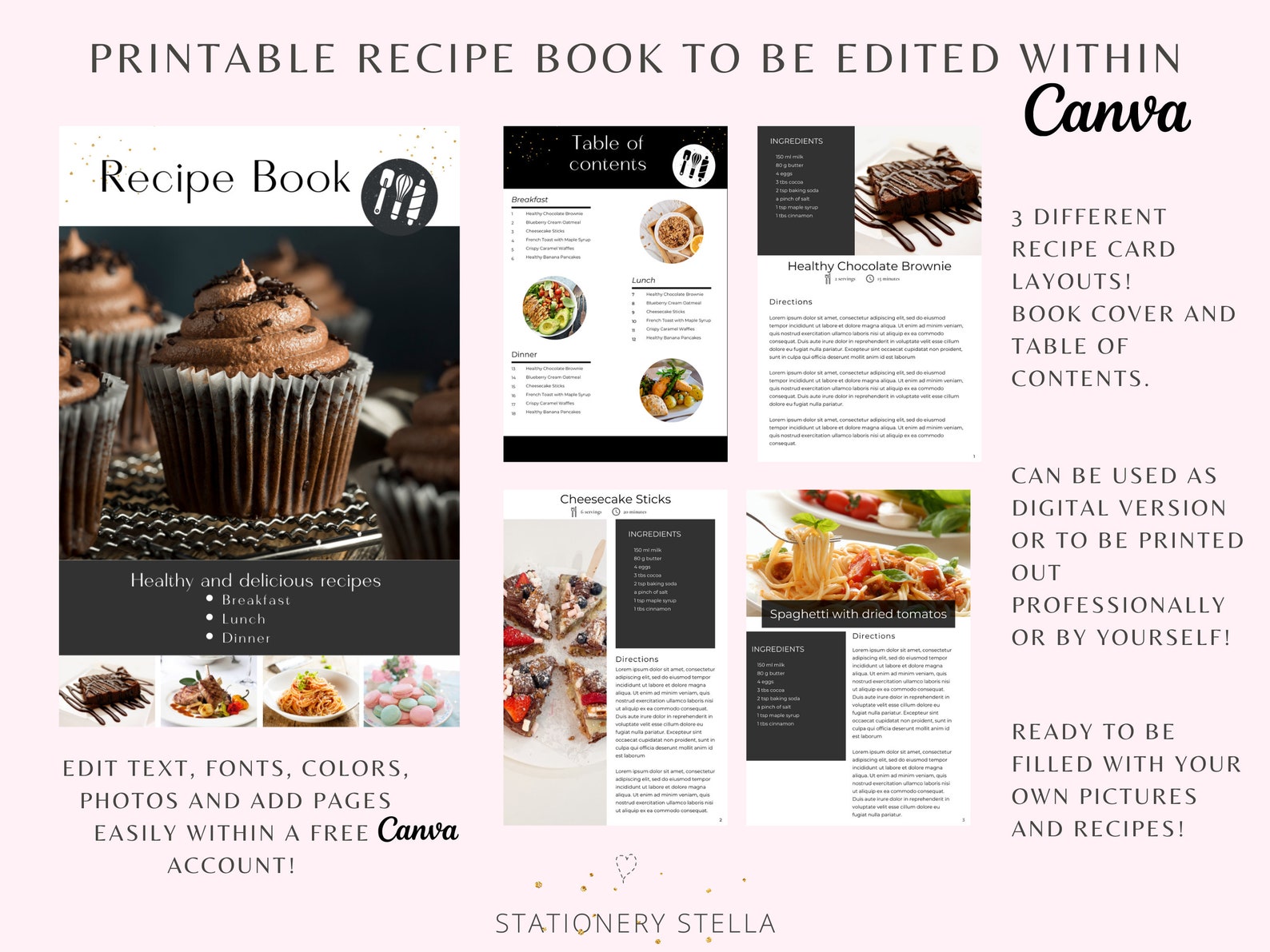 Editable Printable Recipe Book Template Instant Download - Etsy