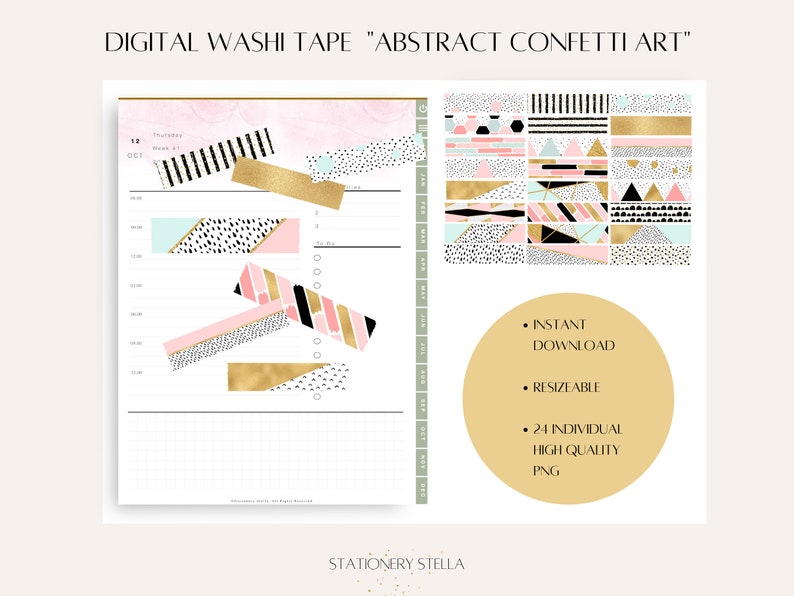 Digital Washi Tapes, Color Goodnotes Washi Tapes, Transparent ...